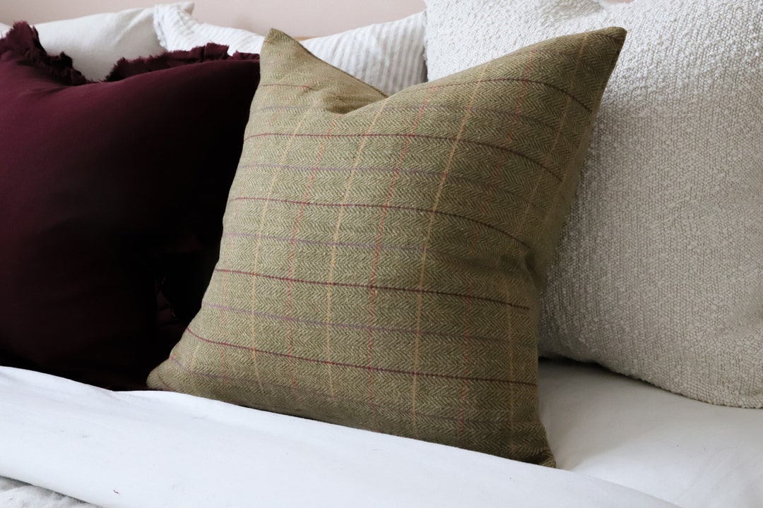Charlie Olive Tweed Cushion - Etsy
