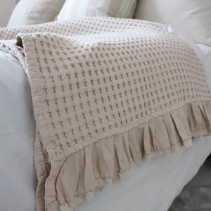 Soft Beige Ruffle Throw - Etsy