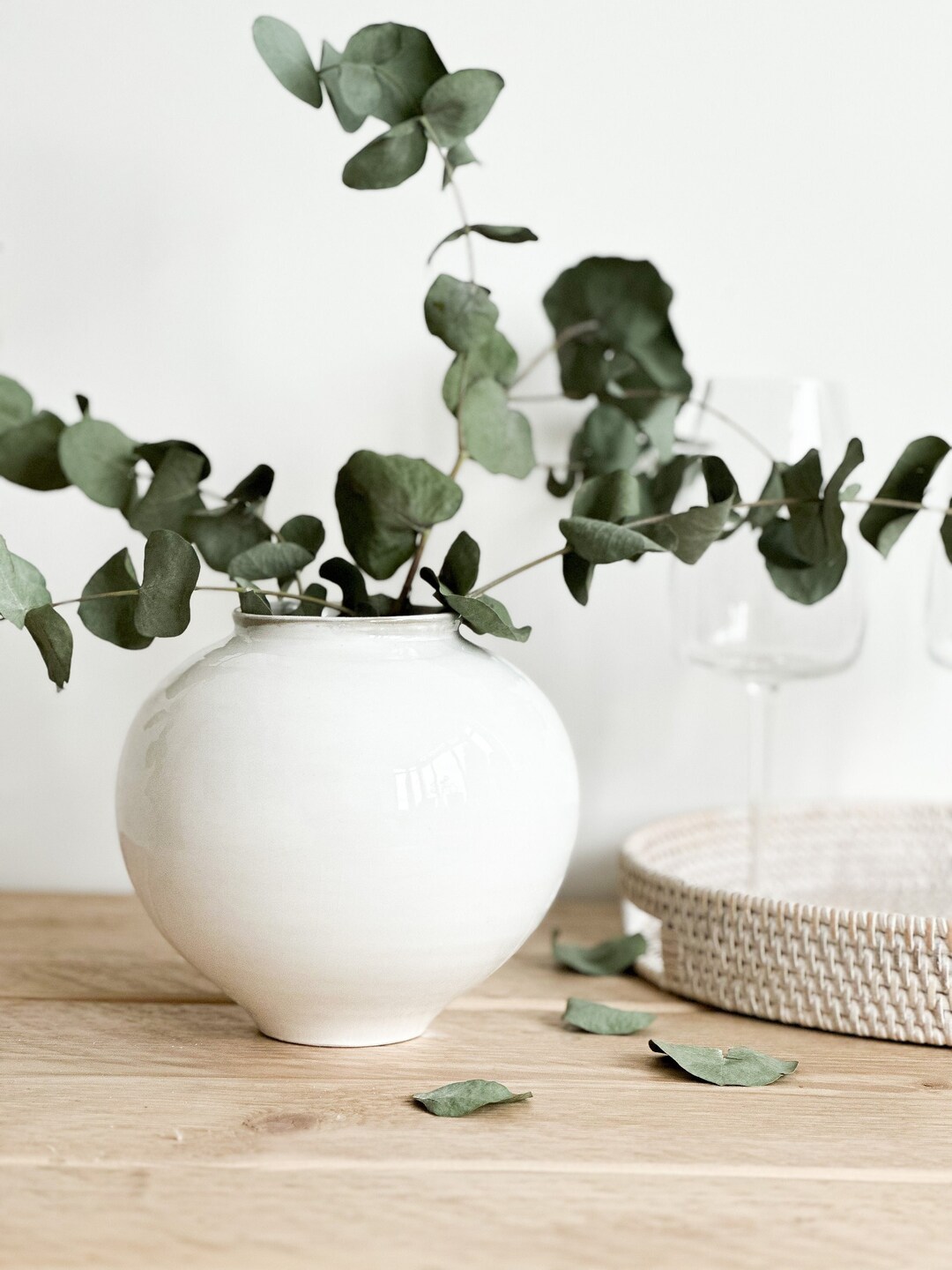 White Ceramic Ball Vase - Etsy