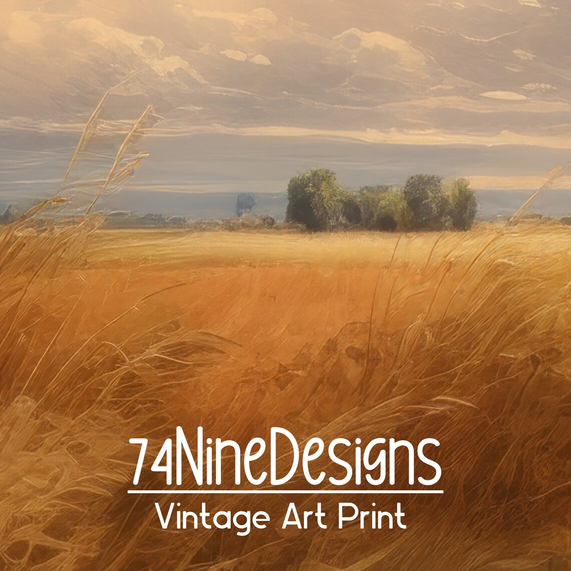 Printable Wheat Fields Landscape Oil Painting, Vintage Landscape Print ...