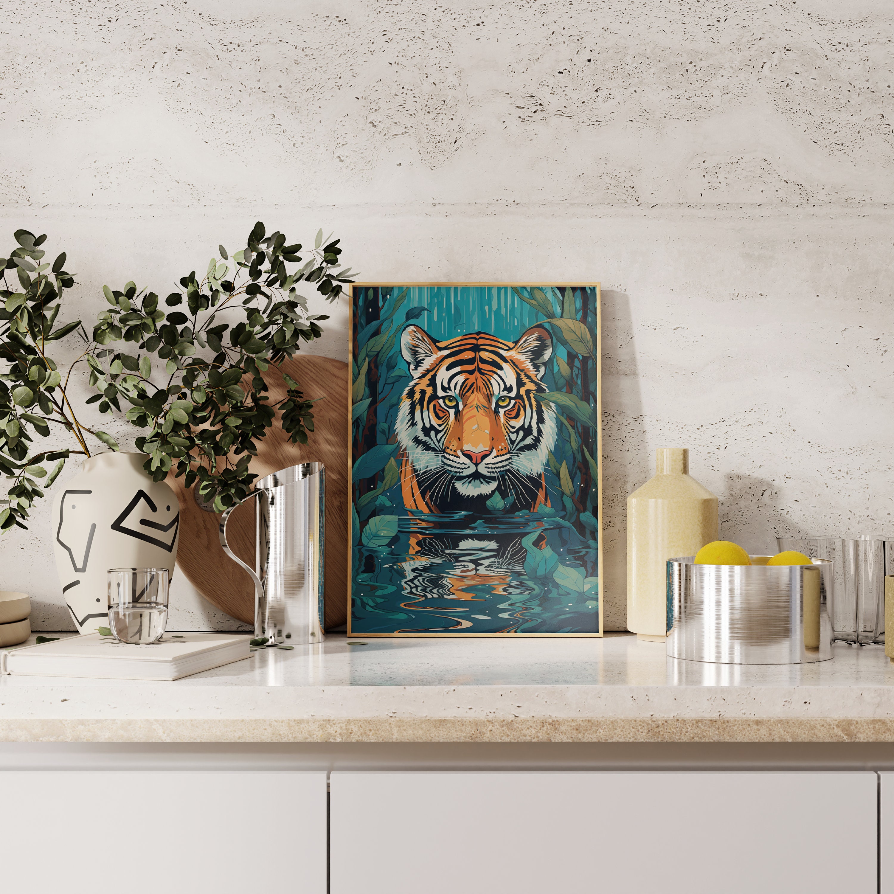 Tiger Cub Art Print, Jungle Illustration, Animal Wall Art, Safari ...
