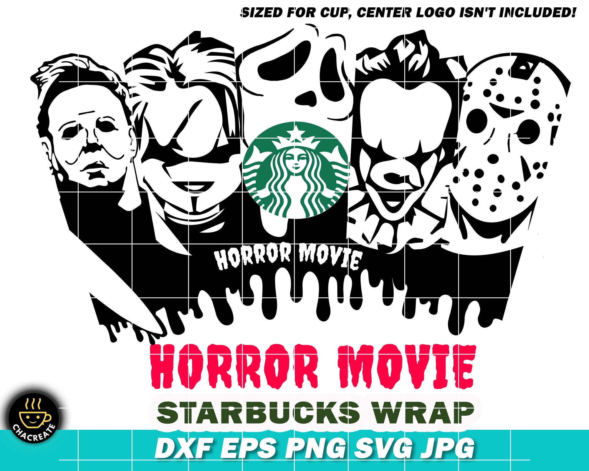 Horror Movie Svg Halloween Scary Svg full wrap Starbucks cup | Etsy
