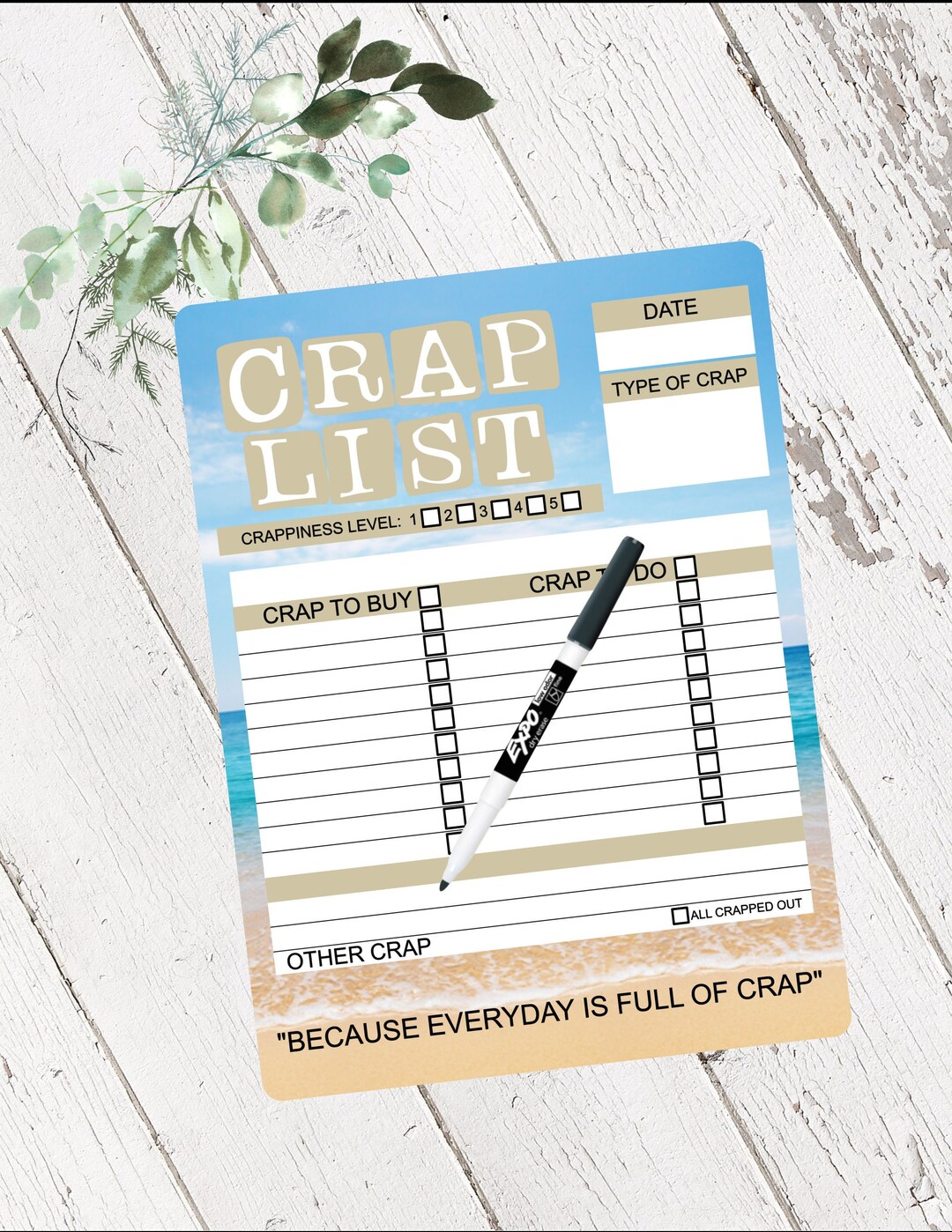 Crap List Dry Erase Board Digital PNG for Sublimation - Etsy