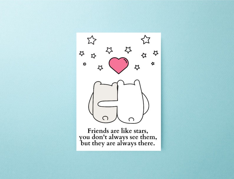 Friends Are Like Stars, Best Friend Card, Friendship Card, Just Because ...