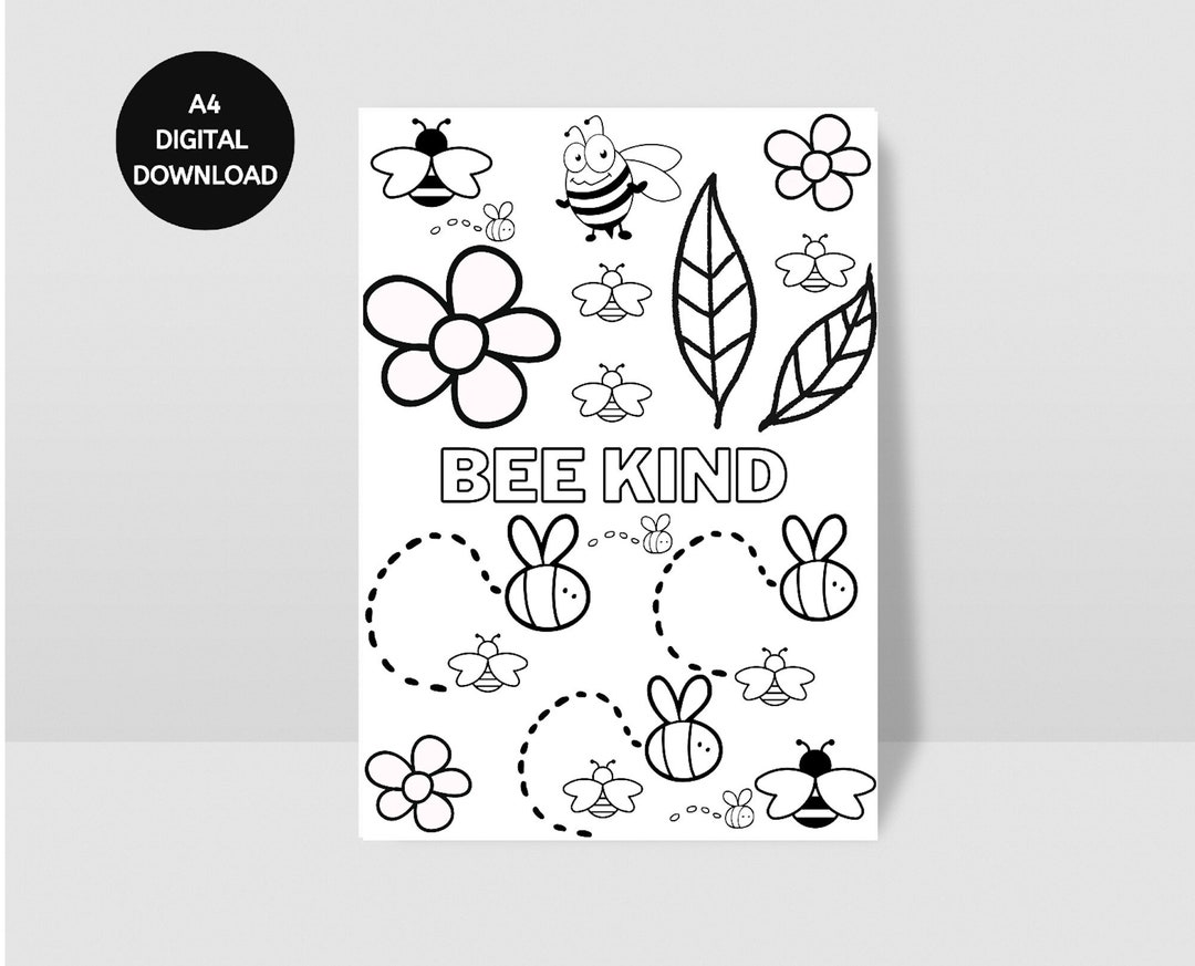 Bee Kind Coloring Page, Printable Activity (digital Download) - Etsy UK