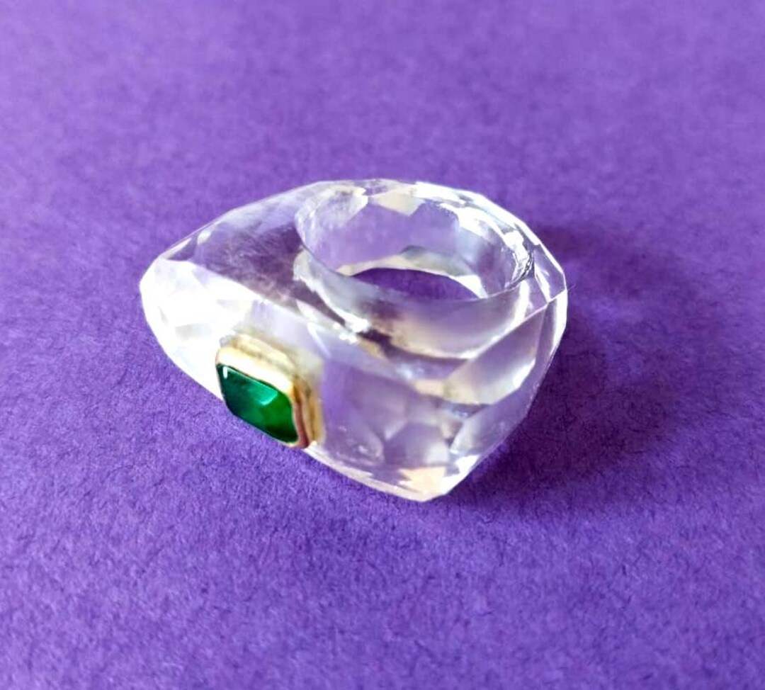 Natural Rock Crystal Faceted Ring silver Ring crystal Ring - Etsy