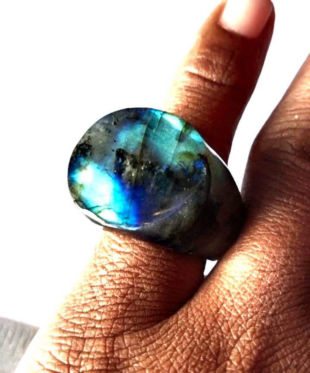 Genuine Blue Labradorite Ring Labradorite Big Stone Ring - Etsy