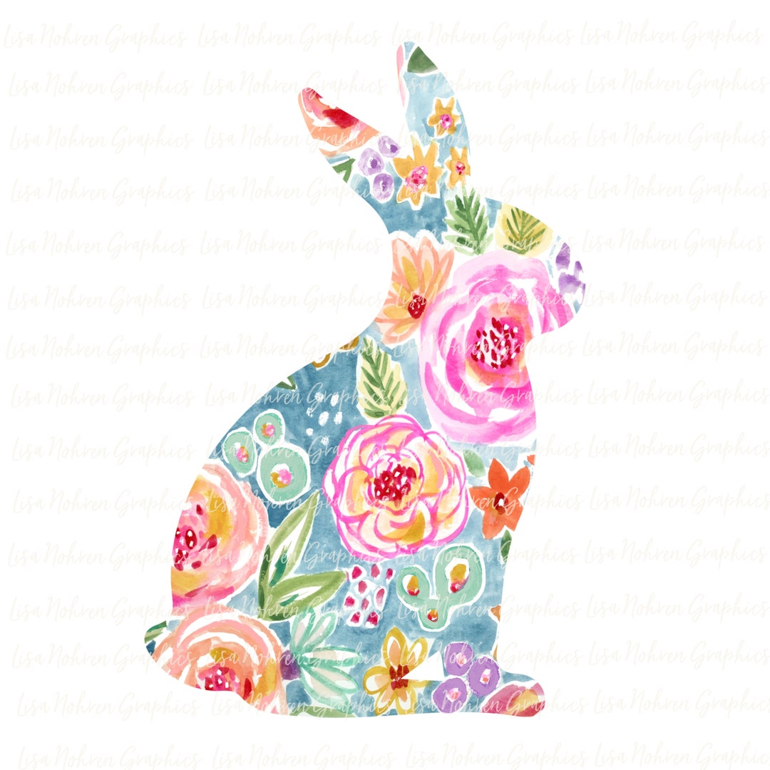 Floral Easter Bunny Rabbit PNG Clipart Graphic Art Sublimation Digital ...