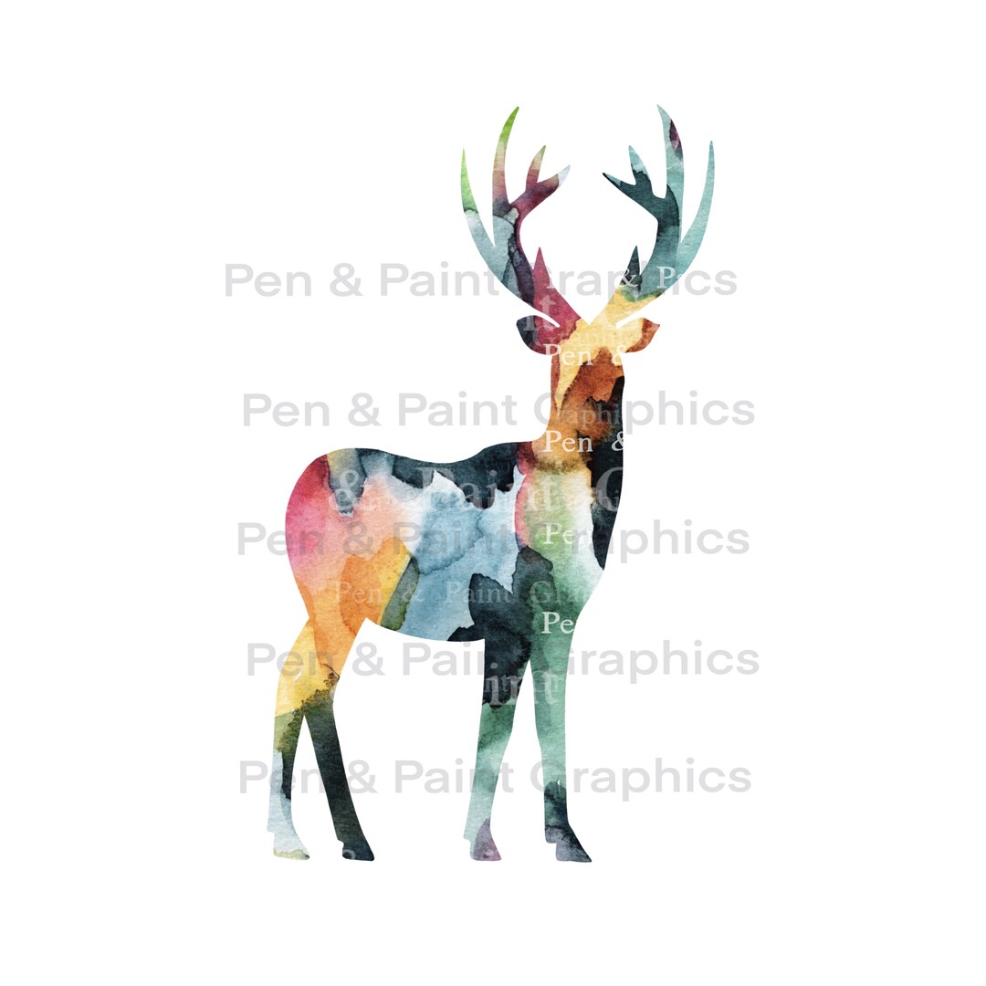 PNG Watercolor Deer Buck Animal Clipart Graphic Art Sublimation Digital ...
