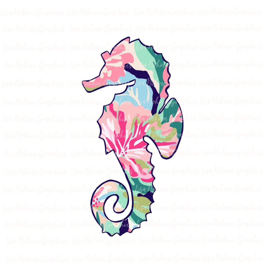 Colorful Preppy Seahorse Sea Life PNG Clipart Graphic Art Sublimation ...