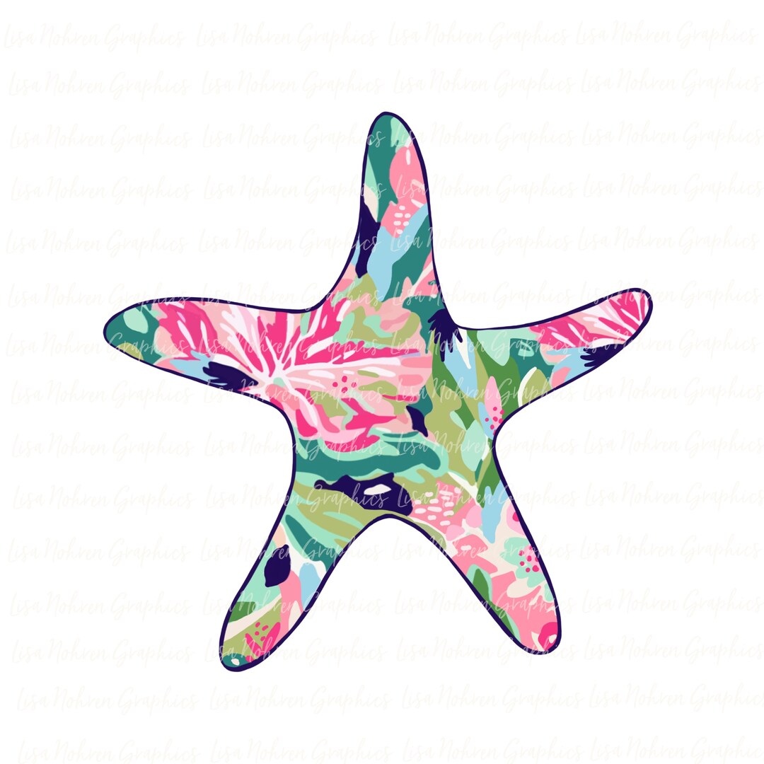 Colorful Preppy Starfish Sea Life PNG Clipart Graphic Art Sublimation ...
