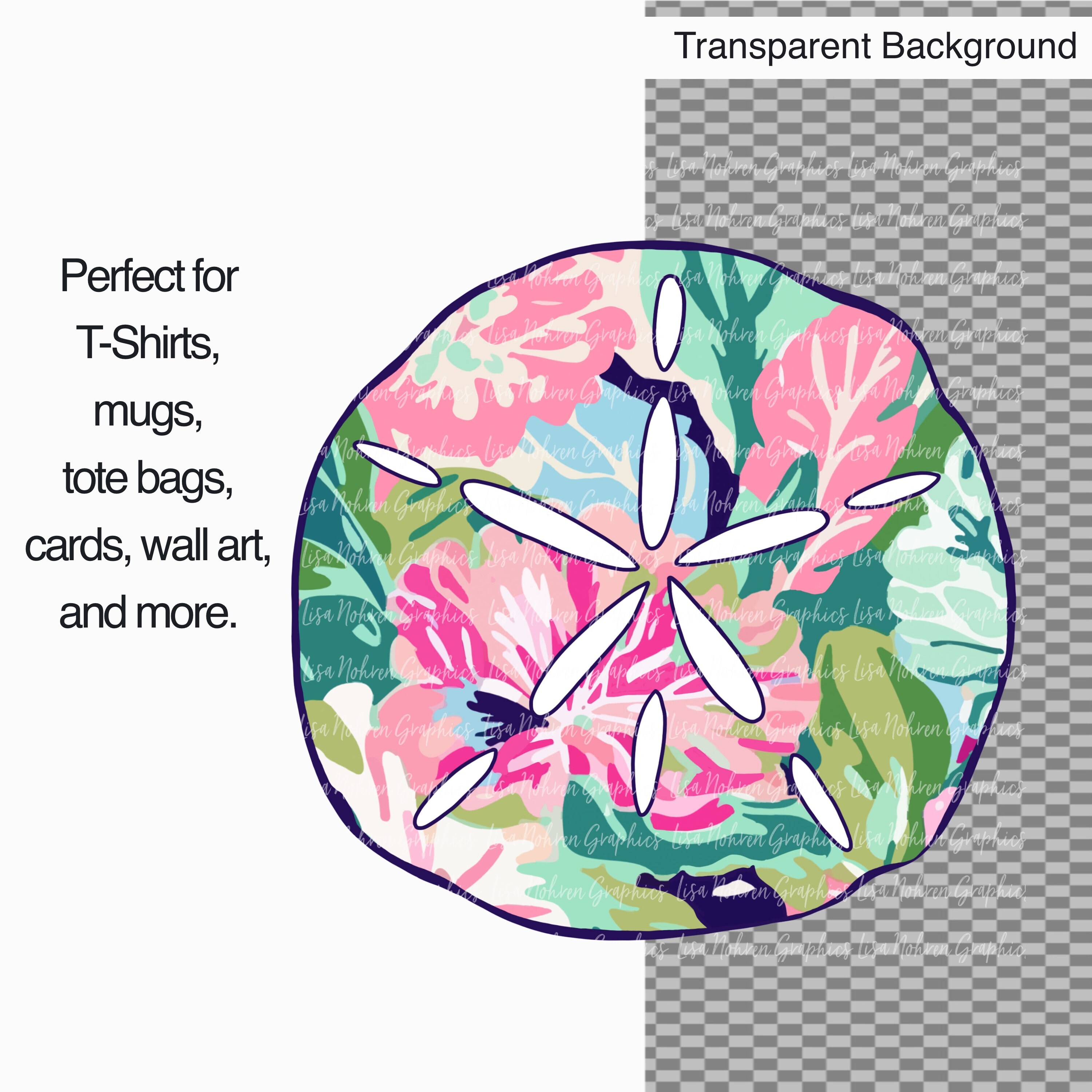 Colorful Preppy Sand Dollar Sea Life PNG Clipart Graphic Art ...