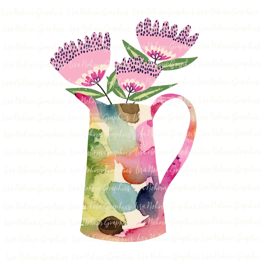 Colorful Flower Water Pitcher PNG Clipart Graphic Art Sublimation ...