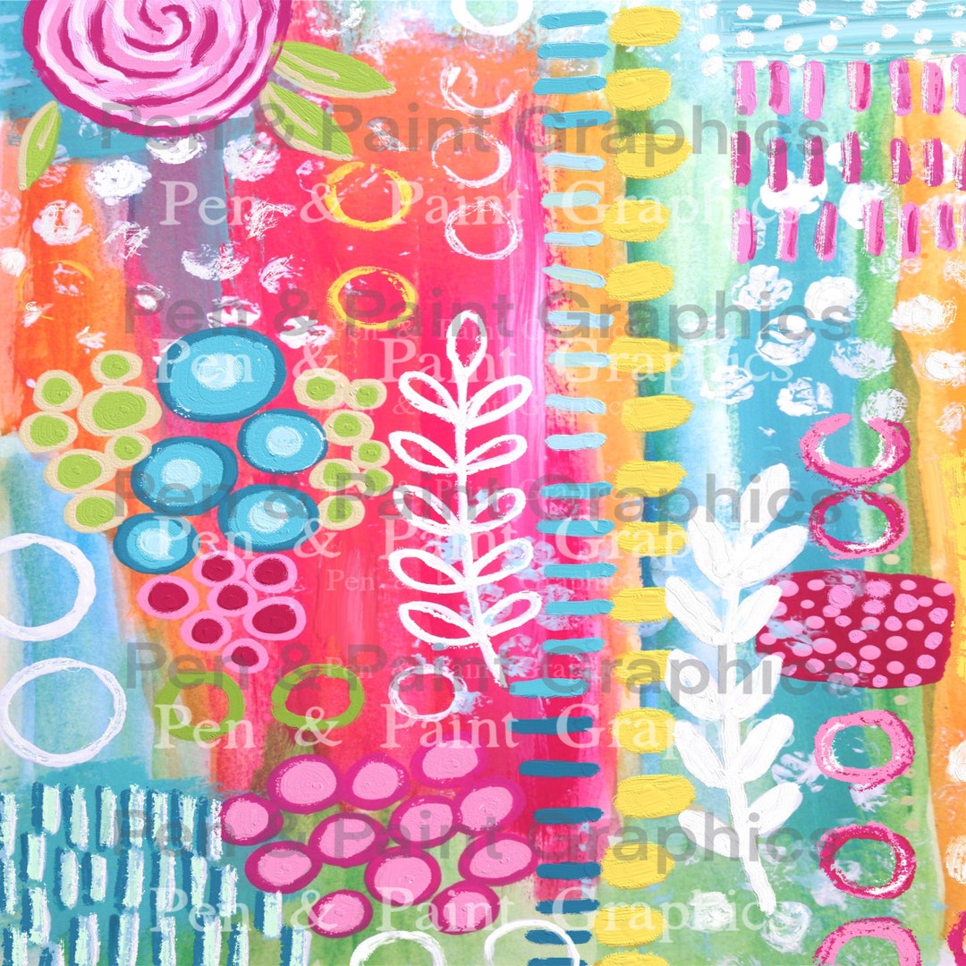 Abstract Floral Printable Scrapbook Background Digital Paper Journal ...