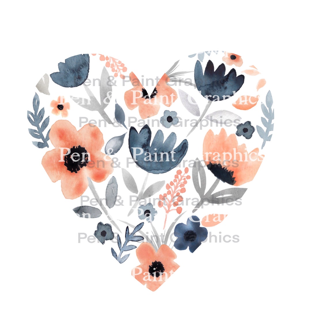 Valentines Watercolor Heart PNG Clipart Graphic Art Digital - Etsy