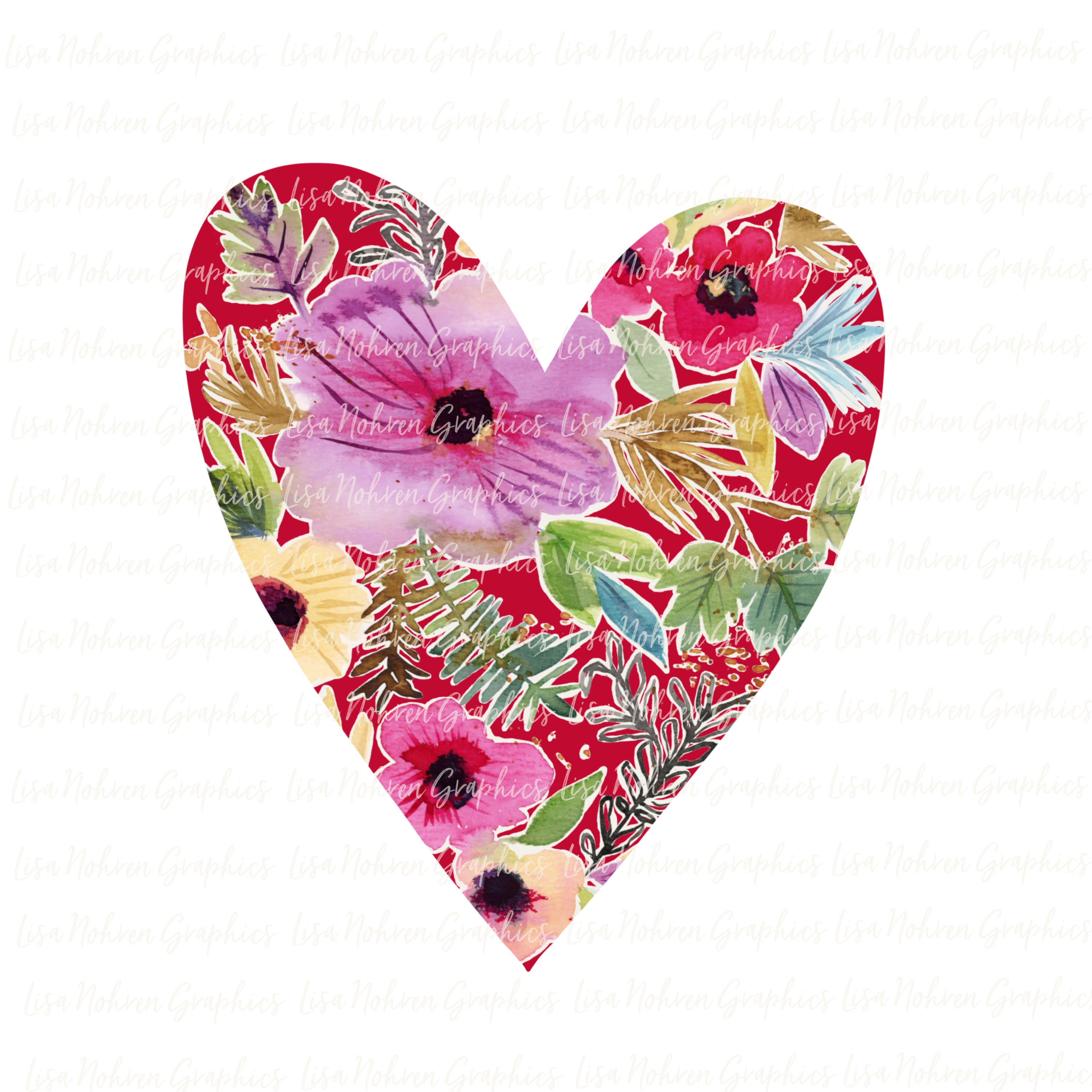Valentine Heart PNG Clipart Colorful Watercolor Floral Heart Graphic ...