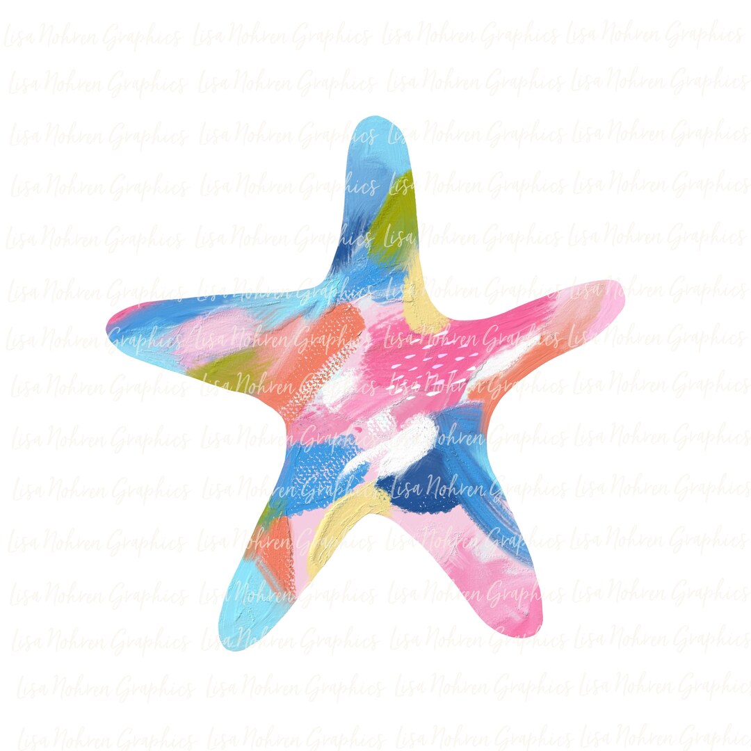 Colorful Preppy Starfish Sea Life PNG Clipart Graphic Art Sublimation ...