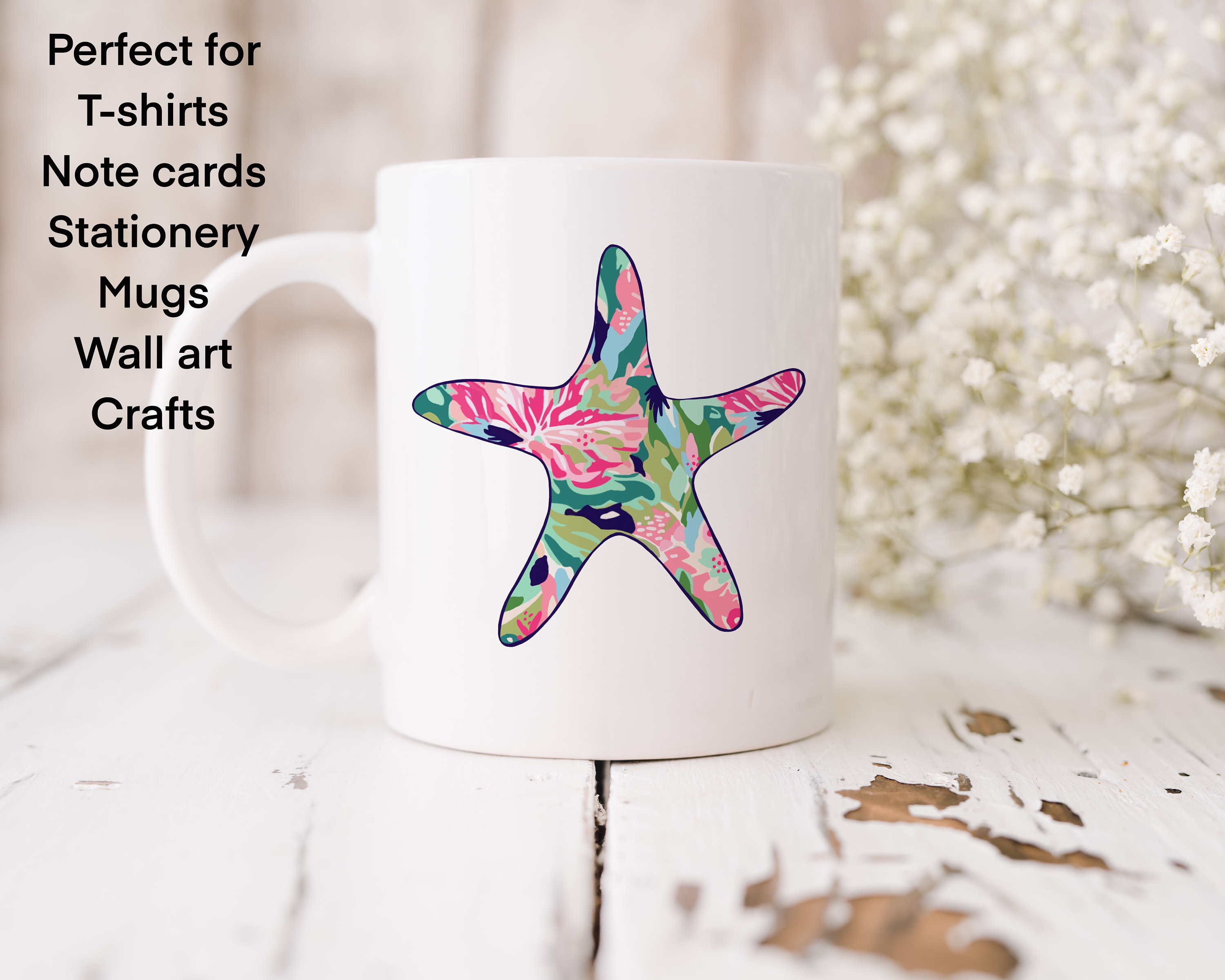 Colorful Preppy Starfish Sea Life PNG Clipart Graphic Art Sublimation ...