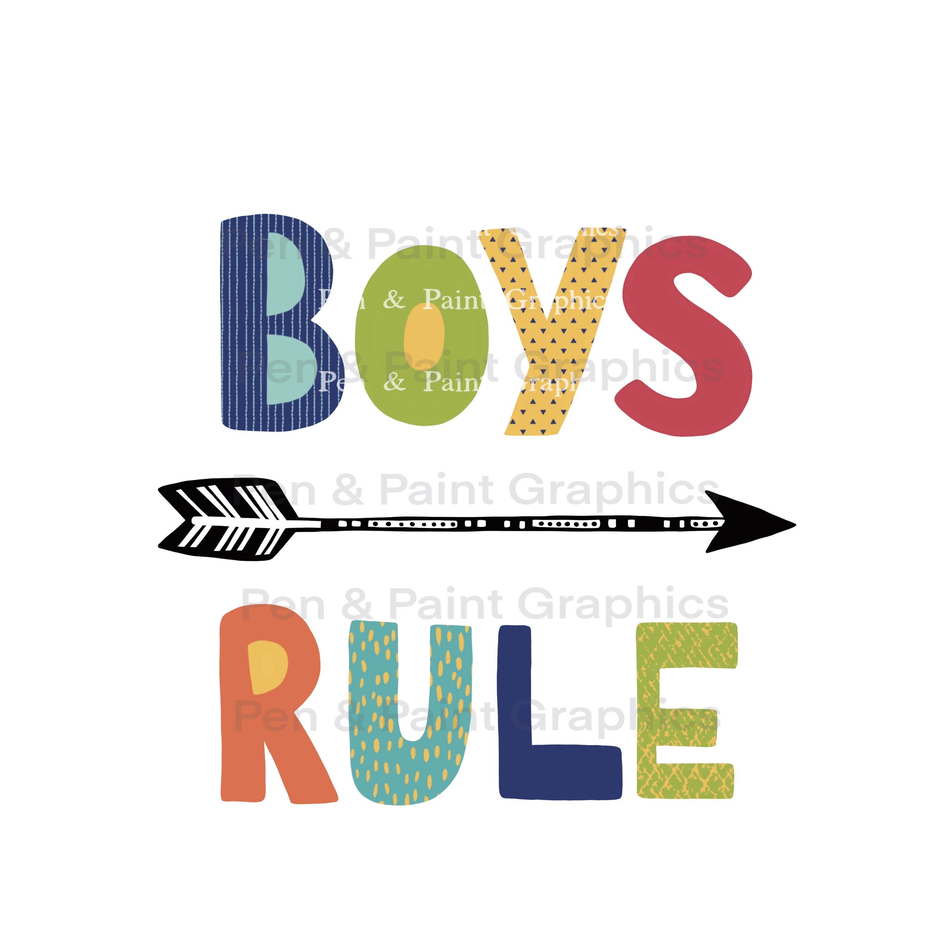Boys Rule PNG Kids Nursery Art Sublimation Clipart Word Art Transparent ...