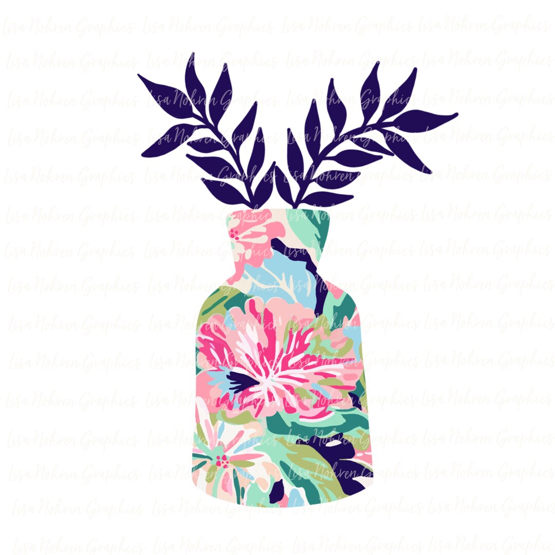 Colorful Preppy Floral Vase PNG Clipart Graphic Art Sublimation Digital ...