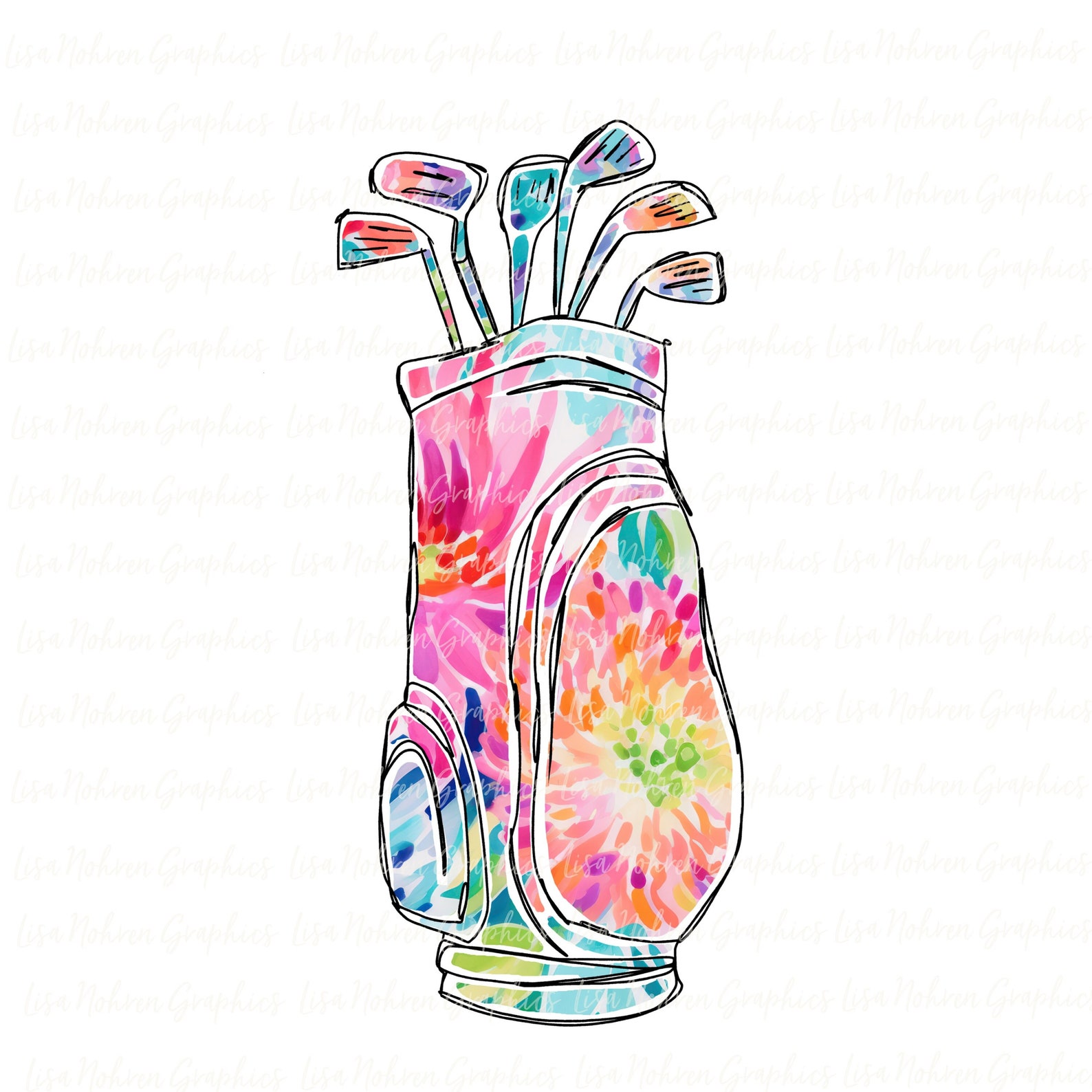 Colorful Golf Bag PNG Clipart Graphic Sublimation Digital Download ...