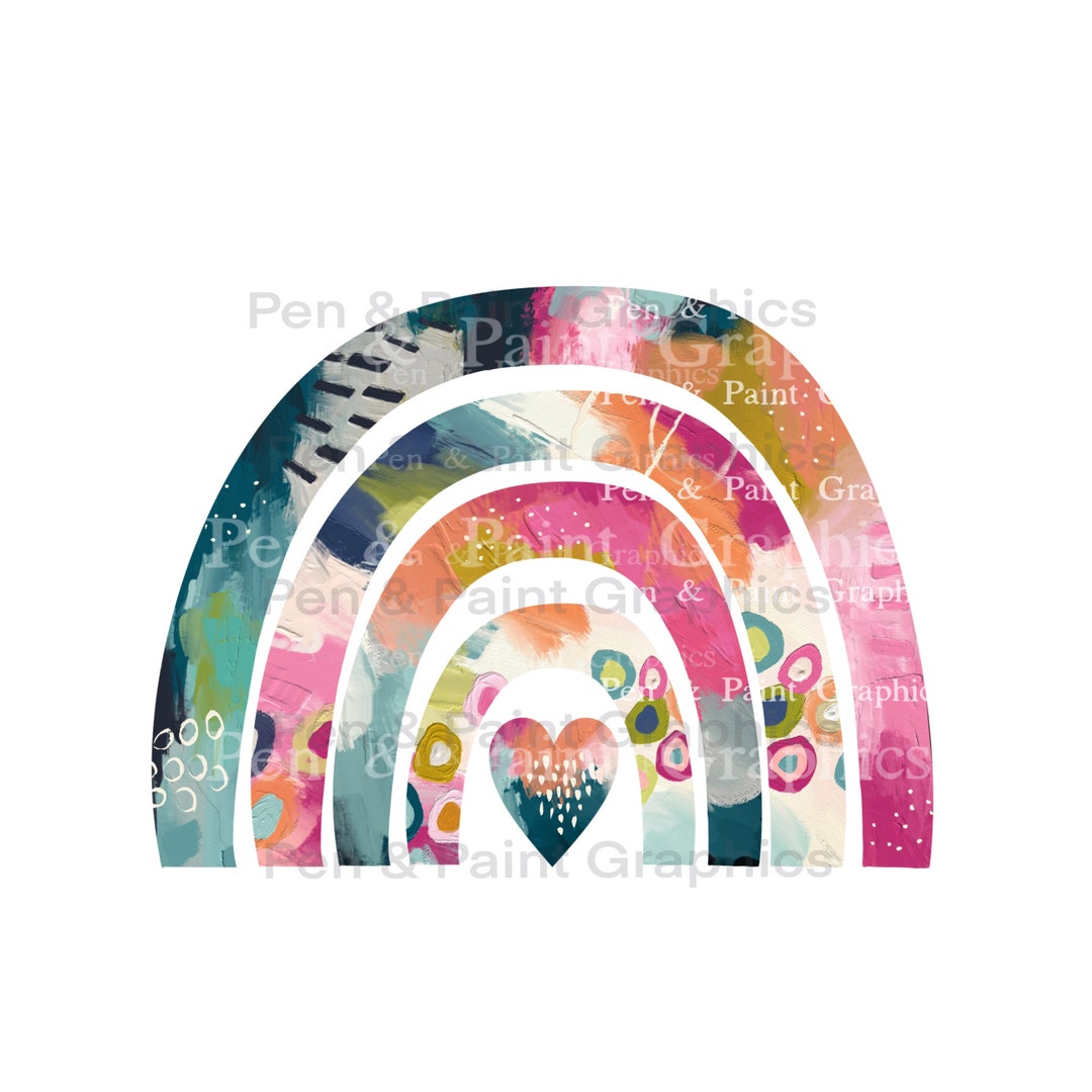 Colorful Rainbow Heart PNG Clipart Graphic Art Digital Download Hand ...