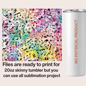 Music Note Tumbler Wrap Png Musical Notes Sublimation - Etsy