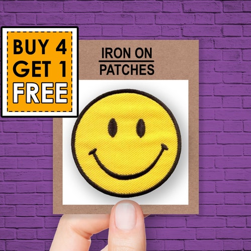 Glitter Smiley Face Iron on Patch Embroidered Patches for | Etsy