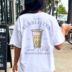 Bubble Tea Social Club Life Happens Boba Helps Oversized Shirt Retro Boba Lover T-shirt Food ...