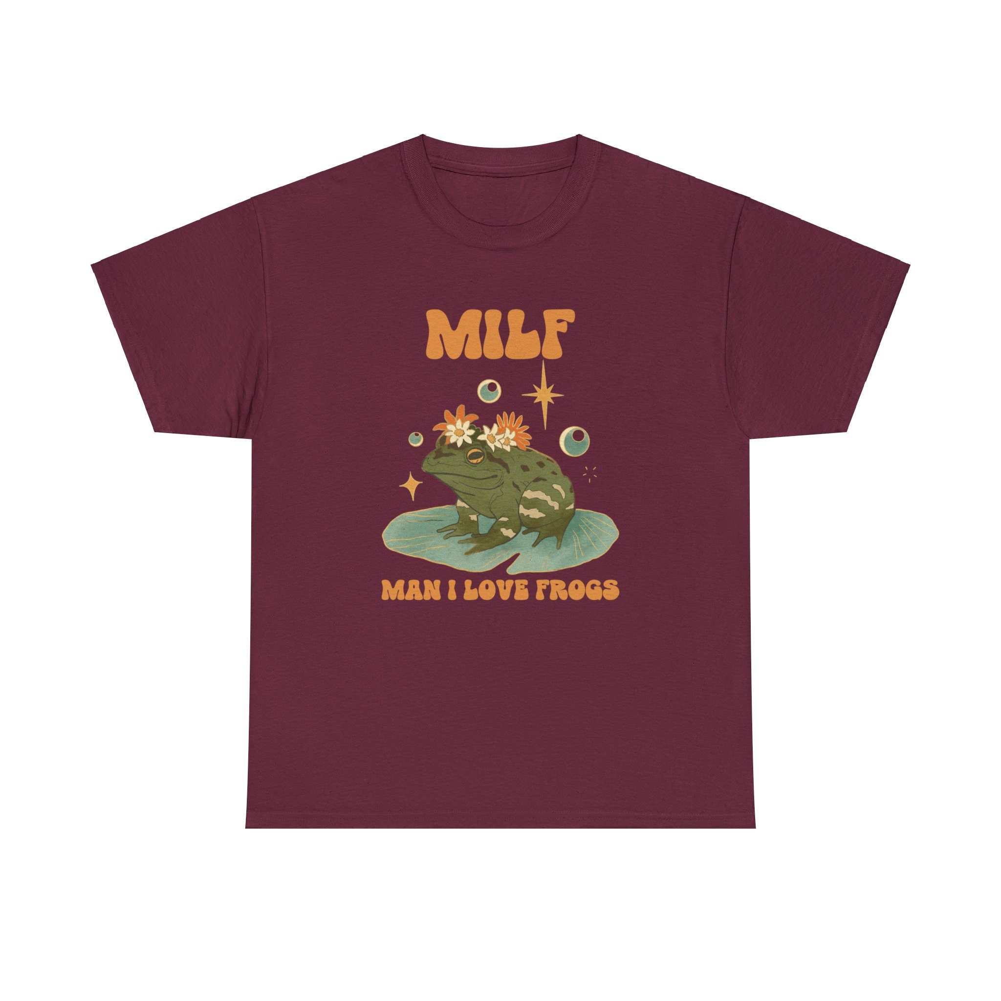 MILF Man I Love Frogs Retro Shirt Funny Froggy Shirt Cottagecore Meme Tee Oversized UNISEX T ...