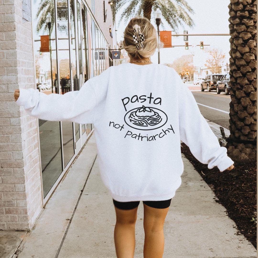 Pasta Not Patriarchy Oversized Noddle Retro Sweater Feminist Gift ...
