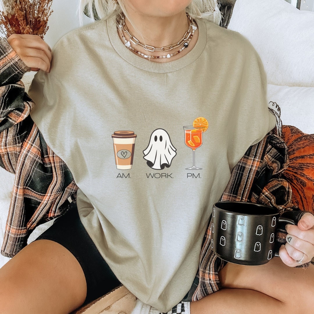 Coffee AM Ghost Work Aperol Spritz PM Funny Meme Halloween Retro 90s ...