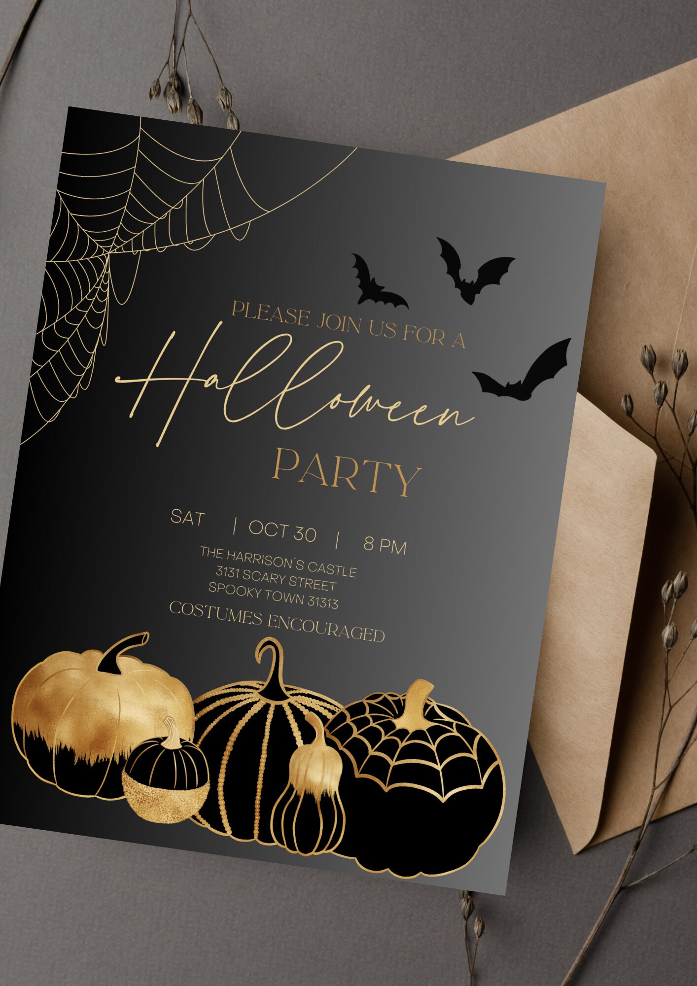 Editable Adult Halloween Party Invitation, Printable Halloween Costume ...