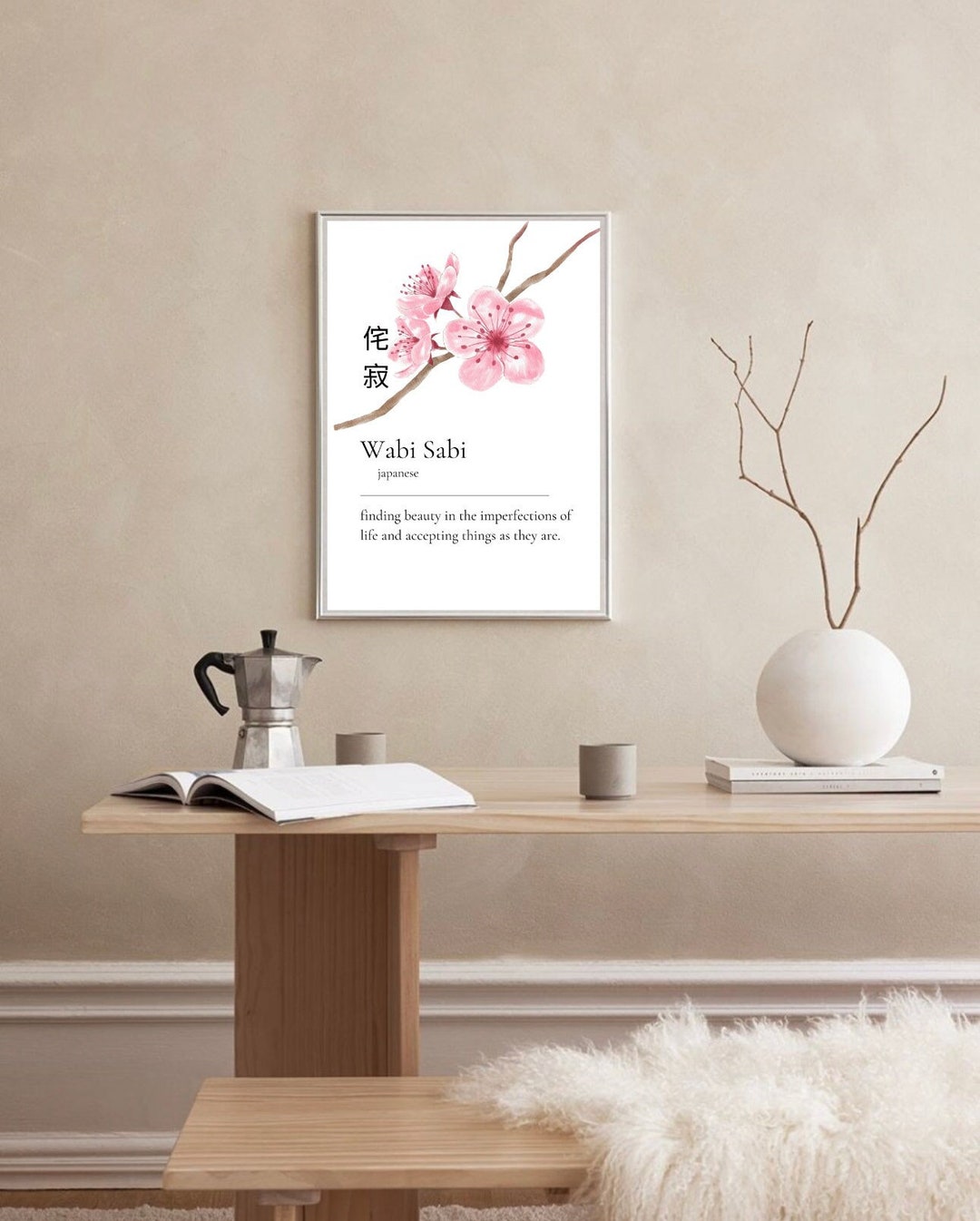 Japanese Poster Wabi Sabi Definition Print Wall Art Living Room Saying ...