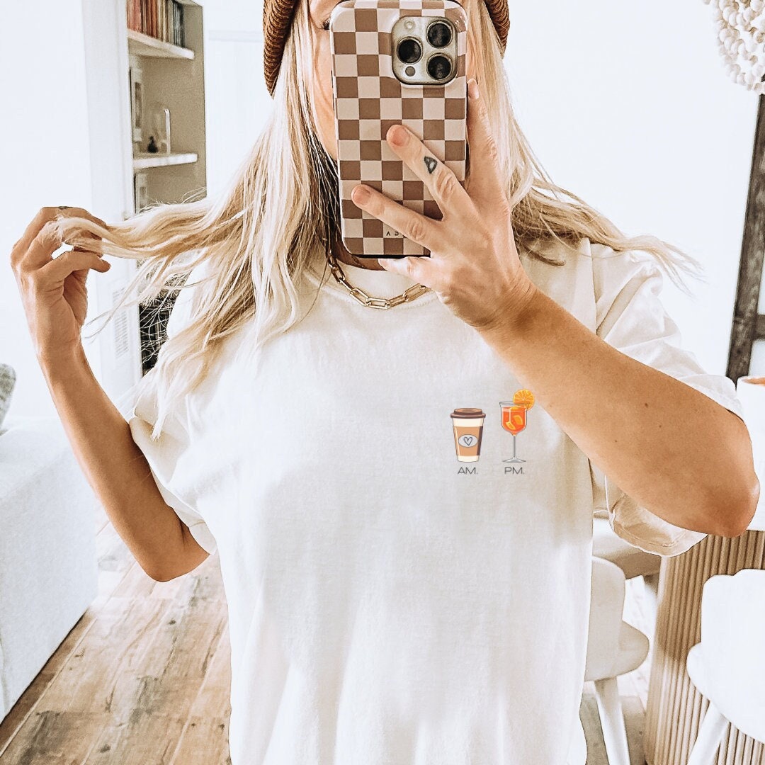 Coffee AM Aperol Spritz PM Funny Meme Pocket Print Coffee Lover Retro ...