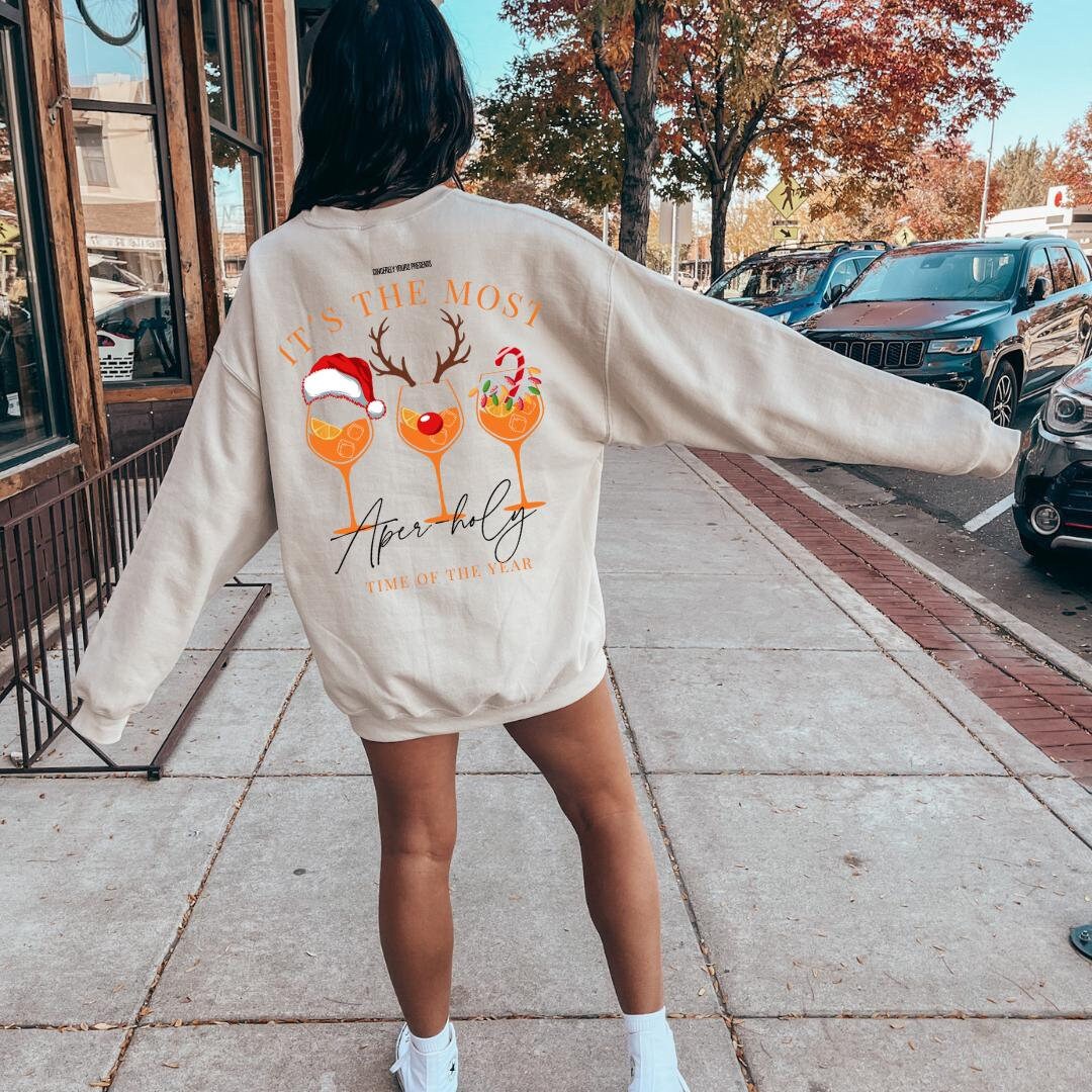 Its the Most Aper-holy Time of the Year Aperol Sweatshirt Christmas Aperol Spritz Retro Pullover ...