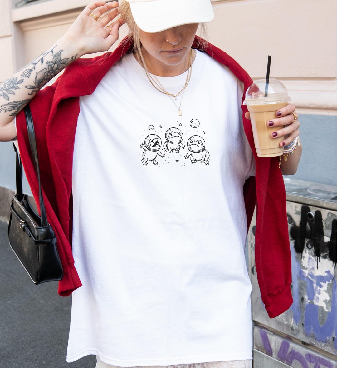 Unhinged Doodle Frog Astronaut Shirt Funny Space Frogs Hand Drawn ...