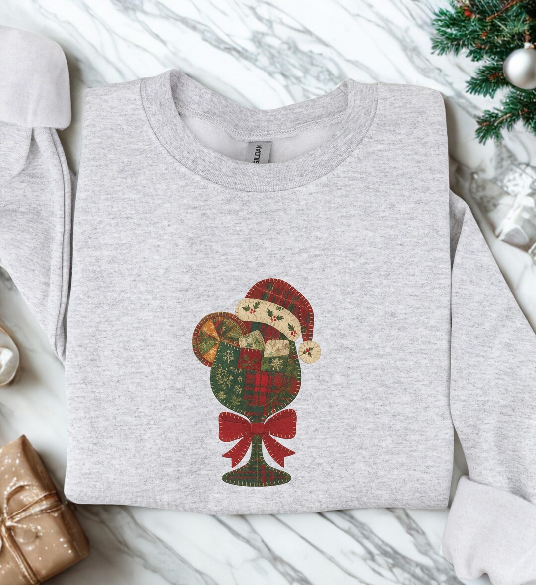 Faux Patchwork Aperol Spritz Sweatshirt Quilted Style Christmas Sweater ...