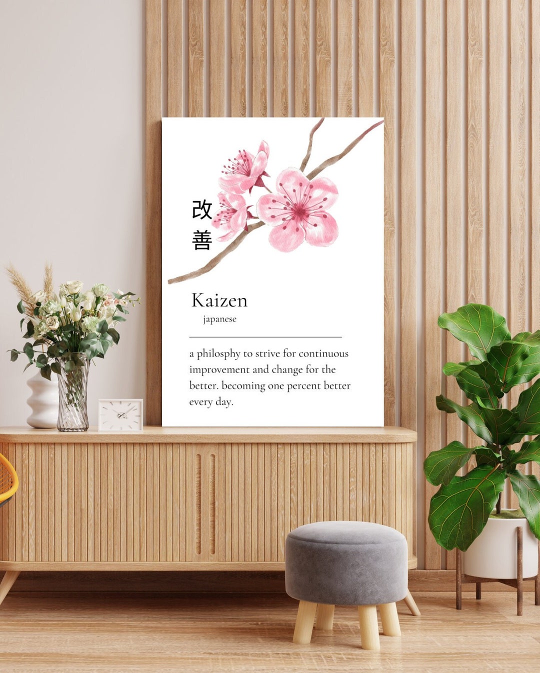 Japanese Poster Kaizen Definition Print Wall Art Living Room Saying ...