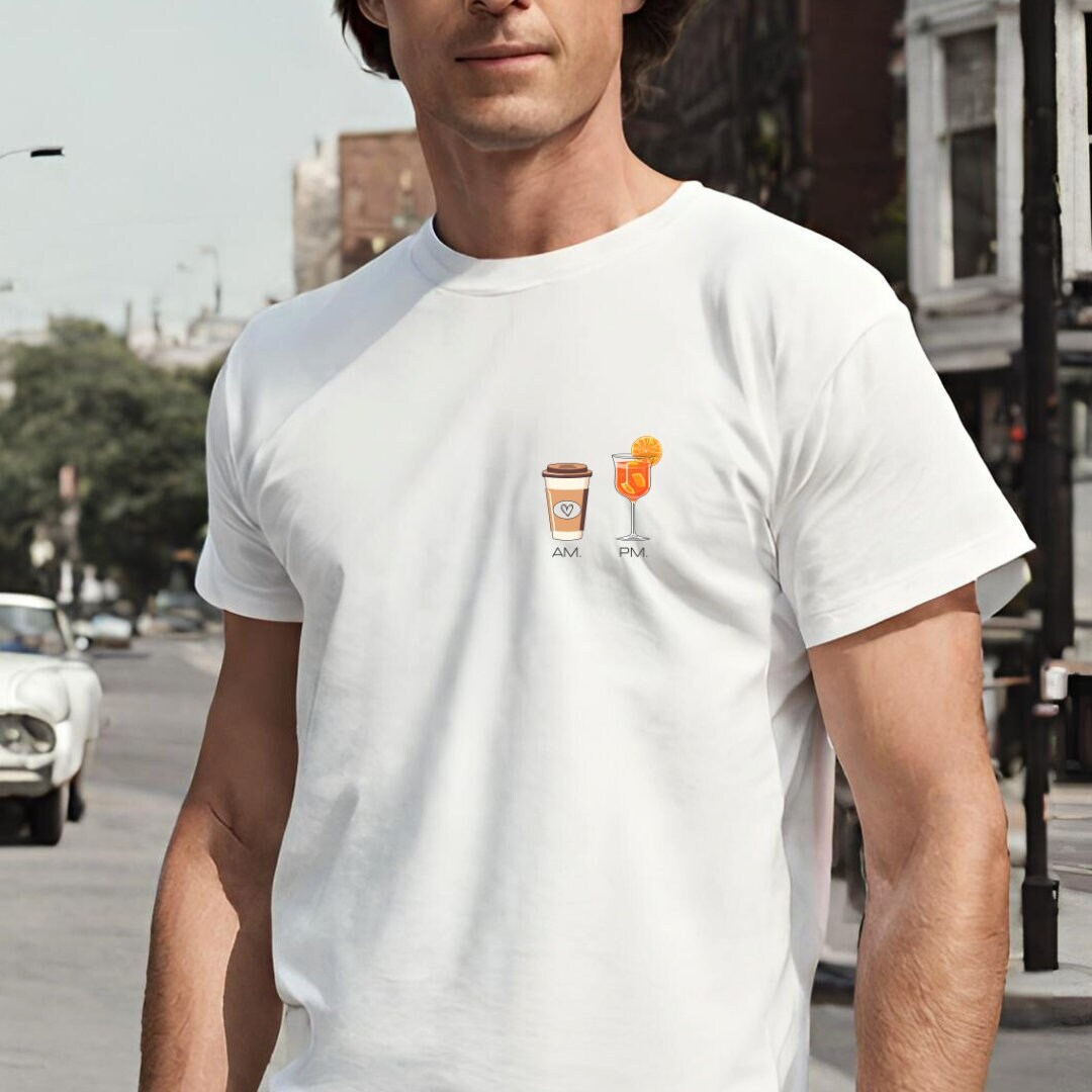 Coffee AM Aperol Spritz PM Funny Meme Pocket Print Coffee Lover Retro ...