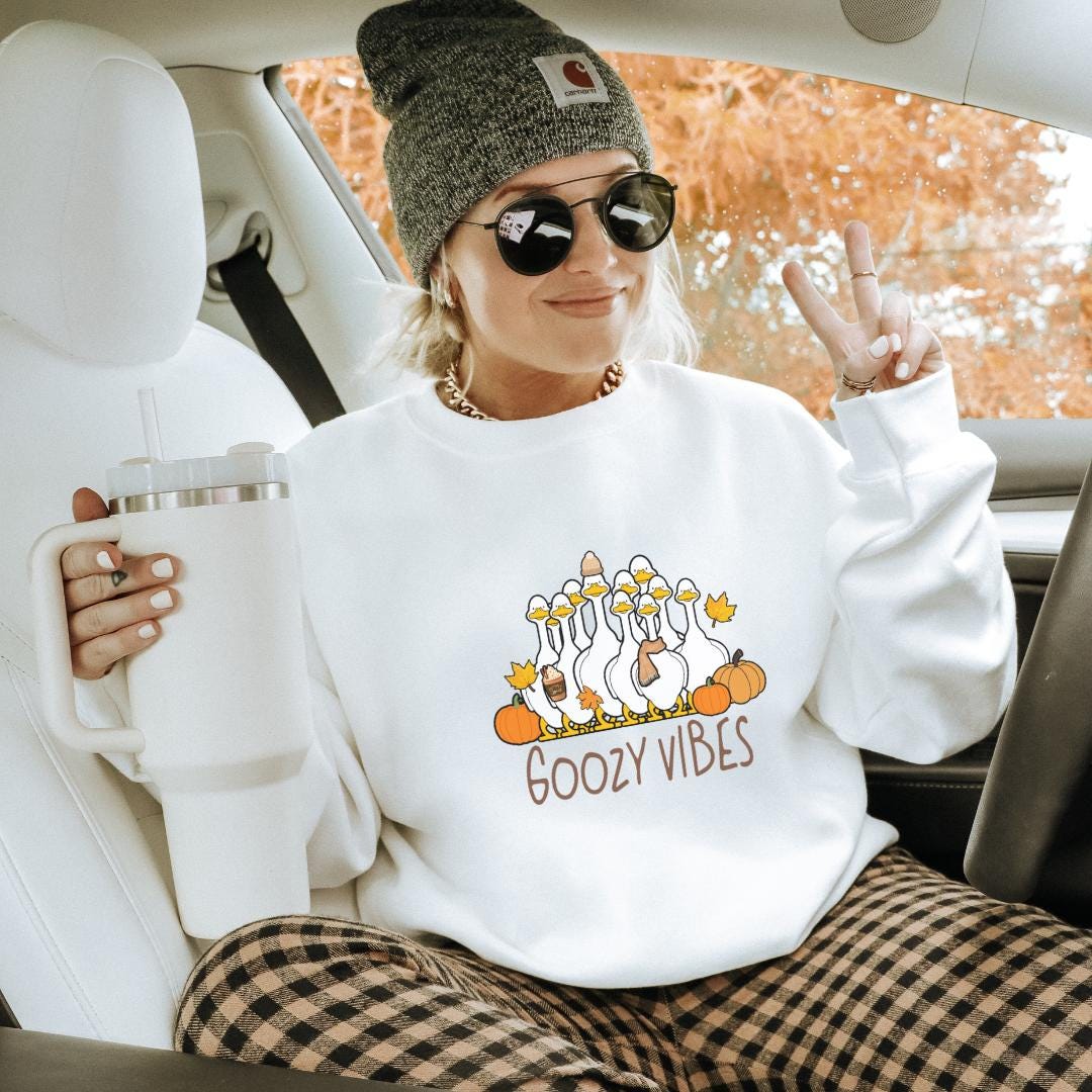 Unhinged Goose Sweatshirt Goozy Vibes Pumpkin Spice Latte Fall Crewneck ...