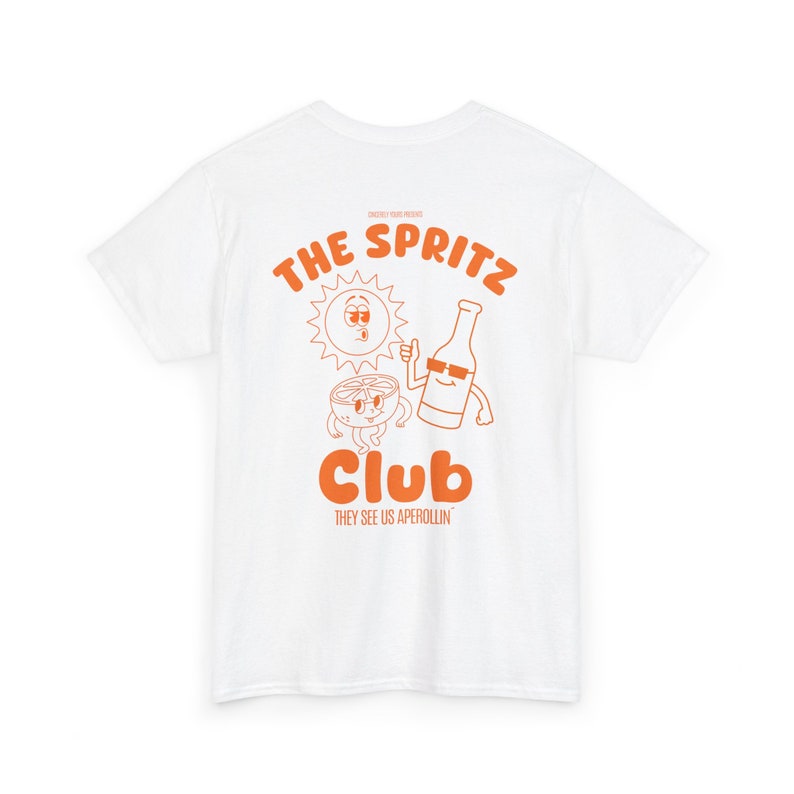 The Spritz Club Mascot Bottle Retro Aperol Spritz T-shirt Backprint ...