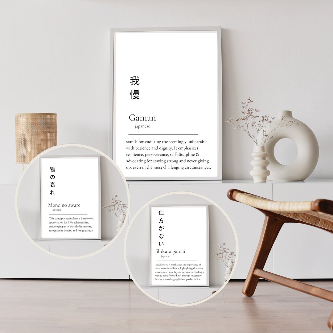 Japanese Gaman Definition Print Wall Art Living Room Saying - Etsy