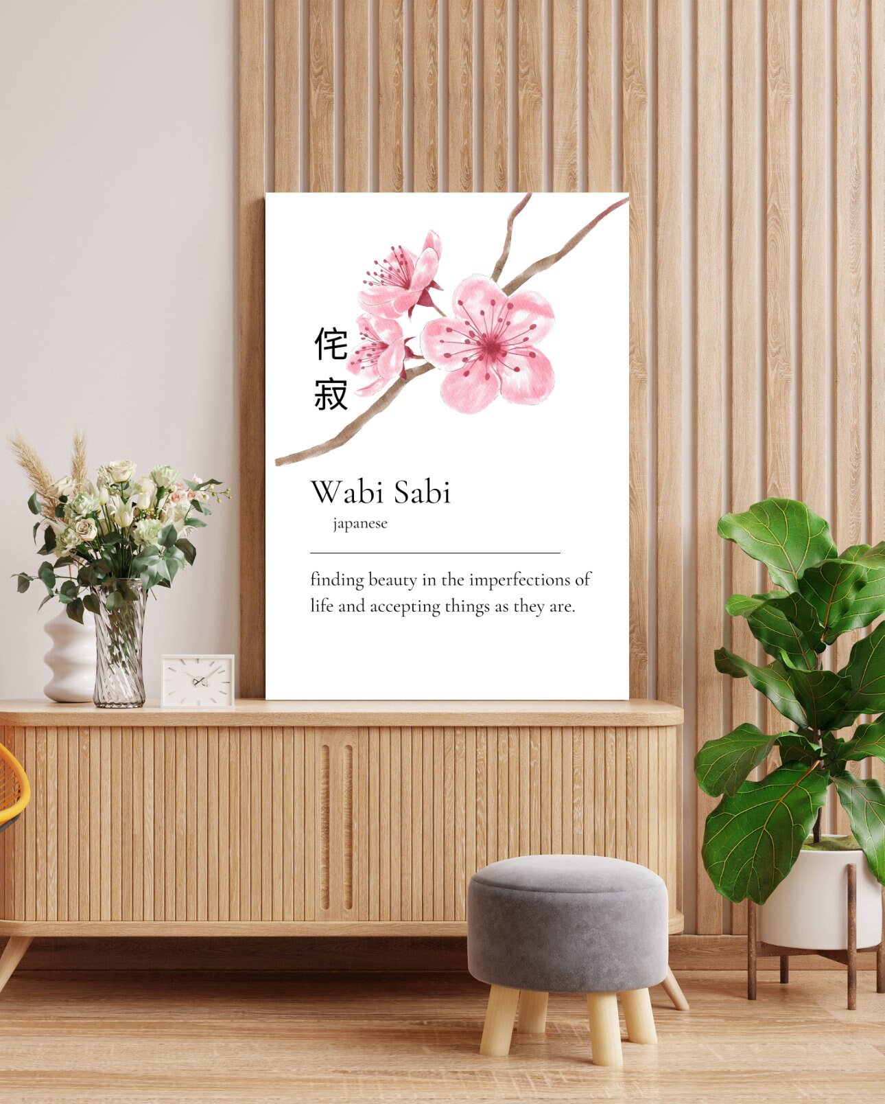 Japanese Poster Wabi Sabi Definition Print Wall Art Living Room Saying ...