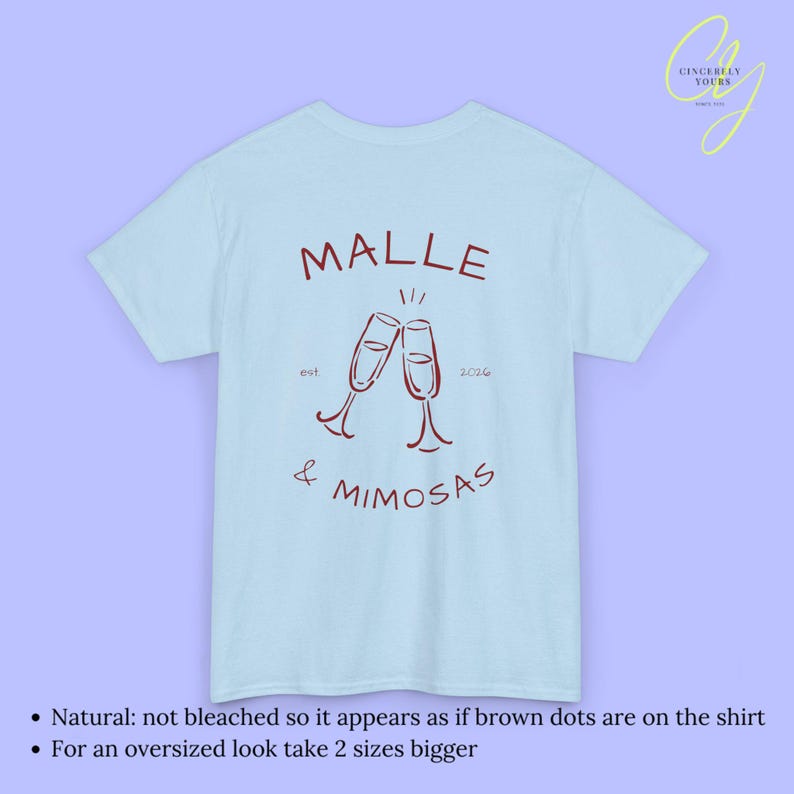 Malle and Mimosas Party Shirt Malle 2026 Oversized Back Print Mallorca ...