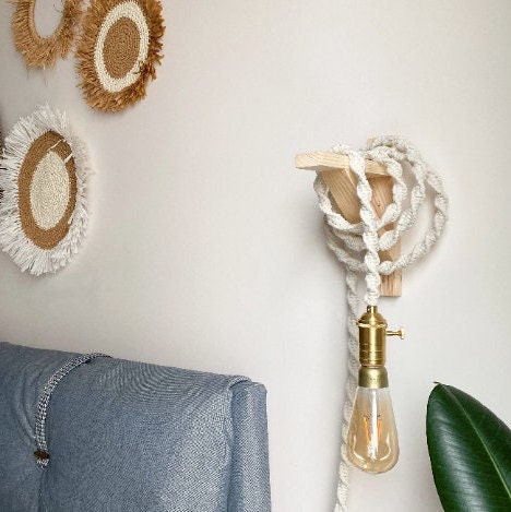 Macrame Hanging Pendant Rope Lamp Macrame Cord Hanging Wall - Etsy