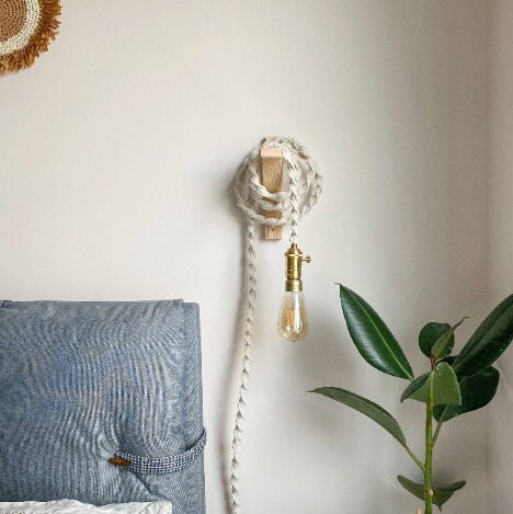 Macrame Hanging Pendant Rope Lamp Macrame Cord Hanging Wall - Etsy