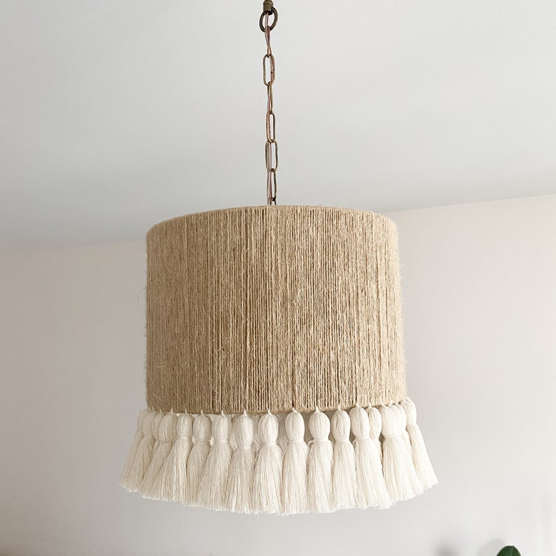 Natural Jute and Tasseled Handmade Chandelier Bohemian Lamp - Etsy