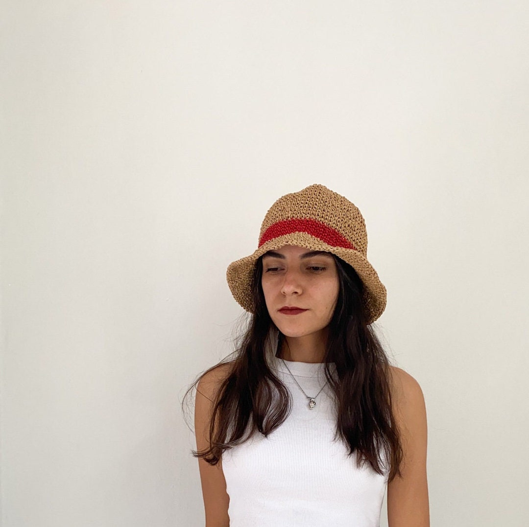 Black Stripes Wicker Raffia Bucket Hat Summer Cap Gift for - Etsy