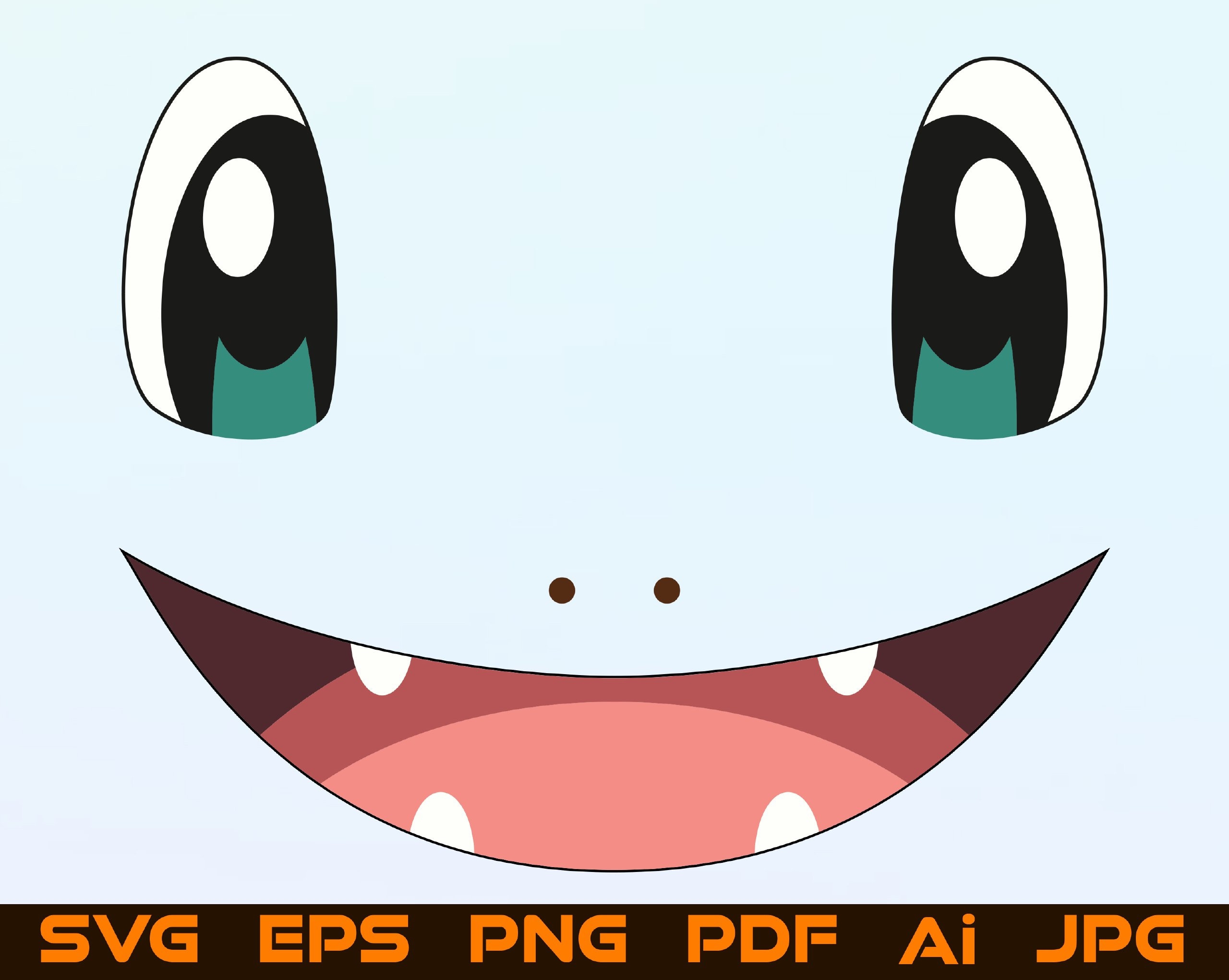Squirtle Pokemon Face Svg Squirtle Eyes Svg Smile Clipart Cut Files For